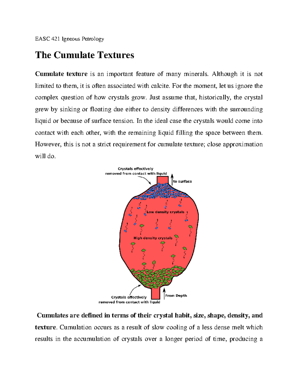 The Cumulate Textures - EASC 421 Igneous Petrology The Cumulate ...
