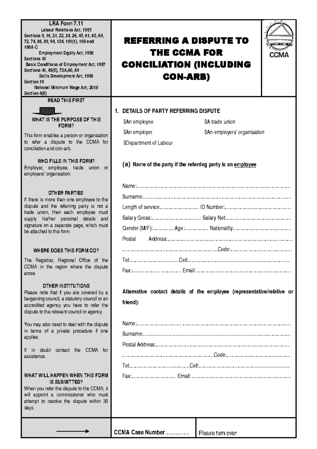 Labour law CCMA referra - CLLA041 - UL - Studocu