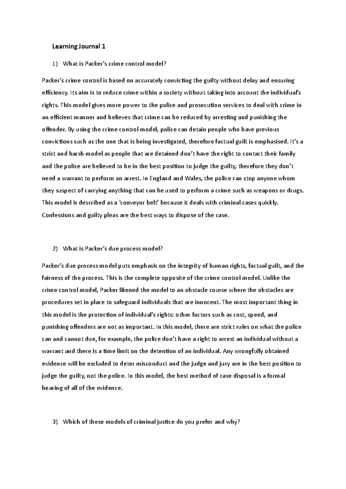 LW165- Learning Journal 1 - Learning Journal 1 What is Packer’s crime ...