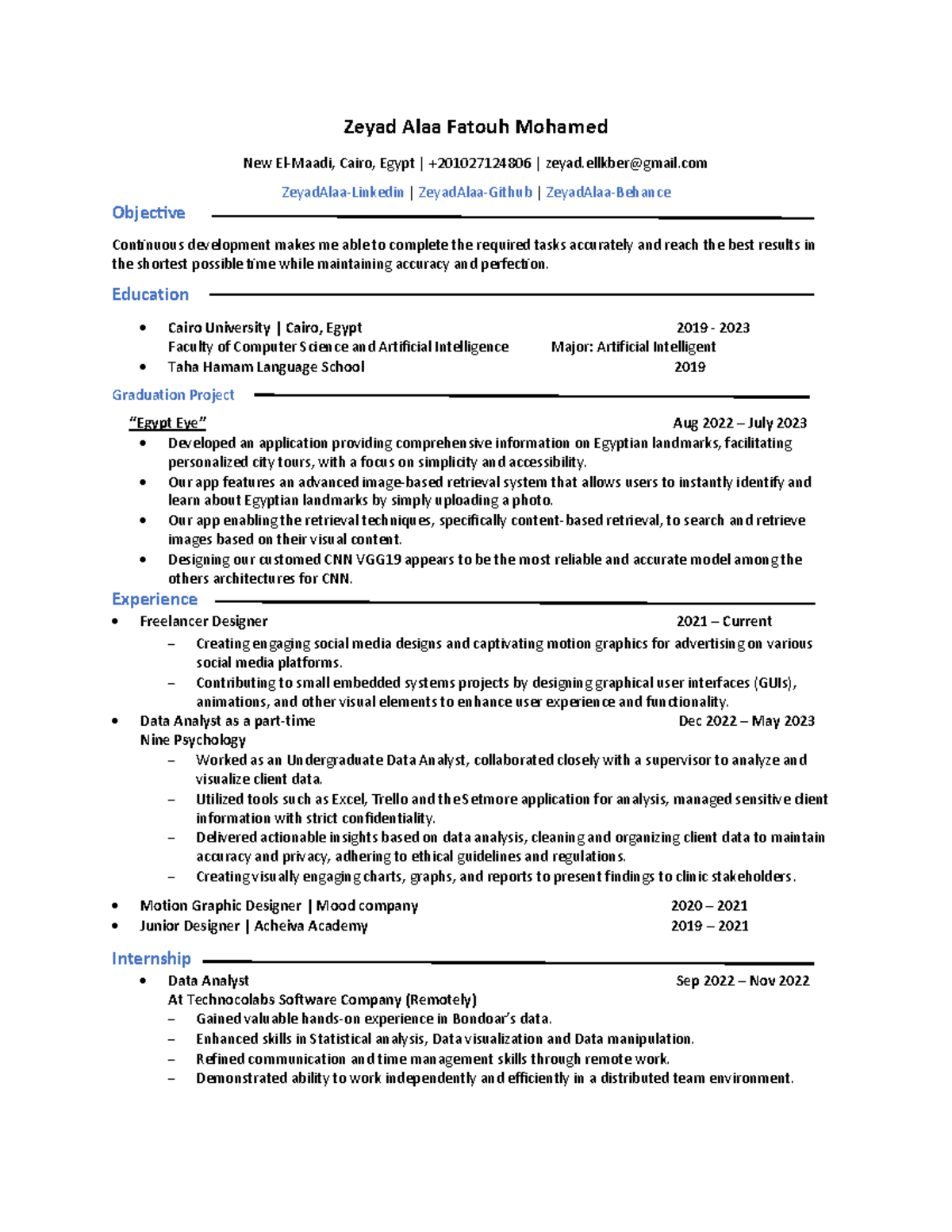 Zeyad Alaa Fatouh - Education Cairo University | Cairo, Egypt 2019 ...