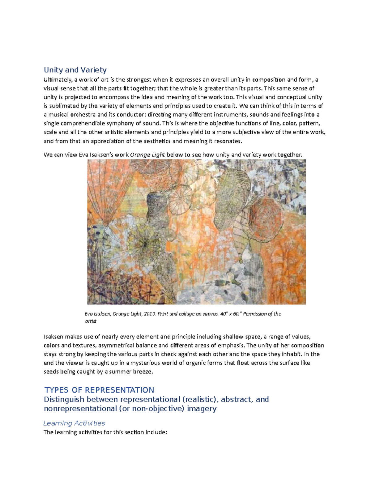 Art Appreciation. Module 2 - Unity and Variety Ultimately, a work of ...