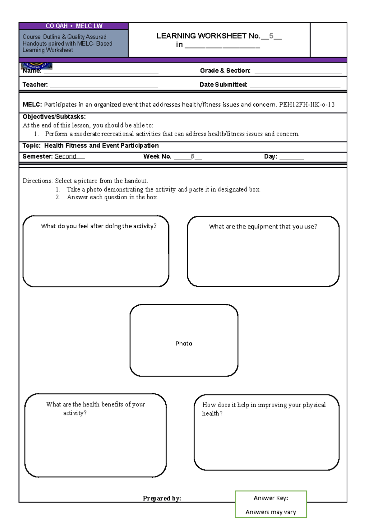12-worksheet-5 - Activities - CO QAH + MELC LW LEARNING WORKSHEET No.5 in ...