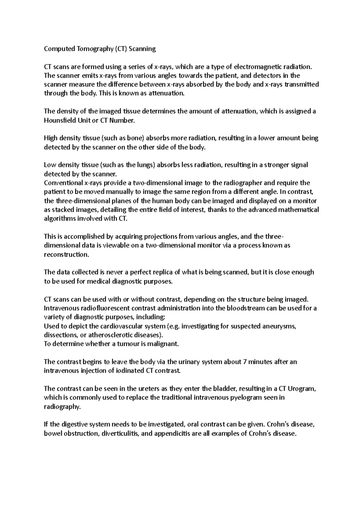 Computed Tomography - Notes from biomedical science - Computed ...