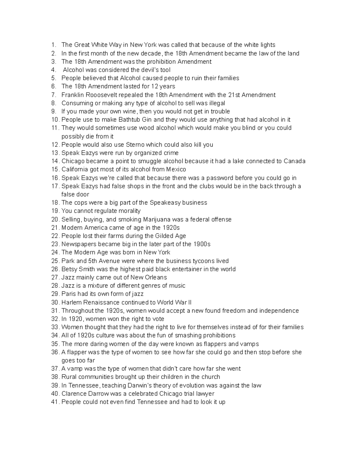 Boom to Bust 1920-1929 notes - The Great White Way in New York was ...