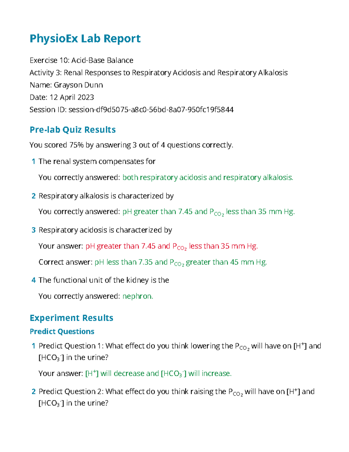 Physio Ex Exercise 10 Activity 3 - PhysioEx Lab Report Exercise 10 ...
