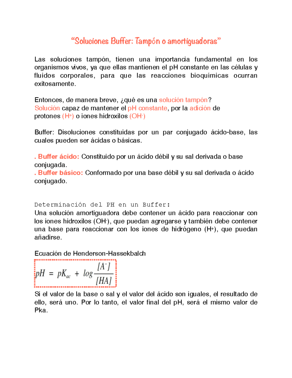 Buffer química - ... - “Soluciones Buffer: Tampón o amortiguadoras” Las soluciones tampón ...