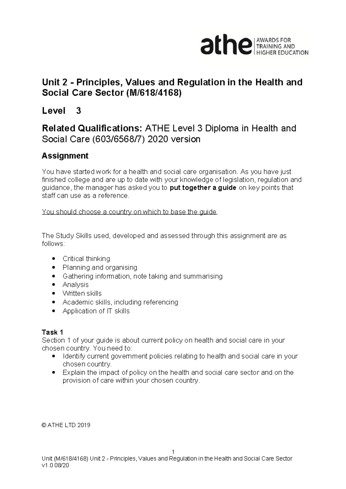HSC L3 Unit2v1 - You have started work for a health and social care ...