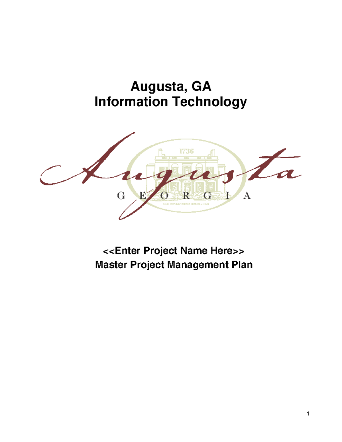 Master Project Management Plan PDF Template Free Download - Augusta, GA ...