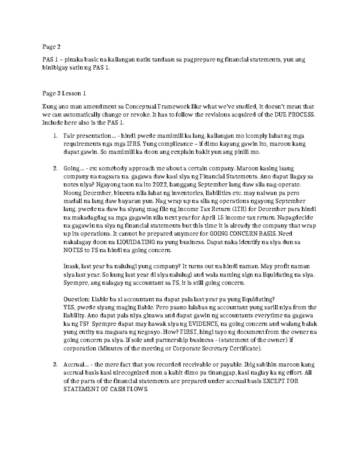 CFAS notes module 14 - Page 2 PAS 1 – pinaka basic na kailangan natin ...
