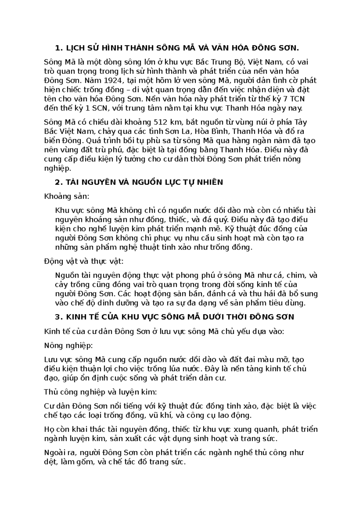 SÔNG MÃ - fwefe - 1. LỊCH SỬ HÌNH THÀNH SÔNG MÃ VÀ VĂN HÓA ĐÔNG SƠN ...