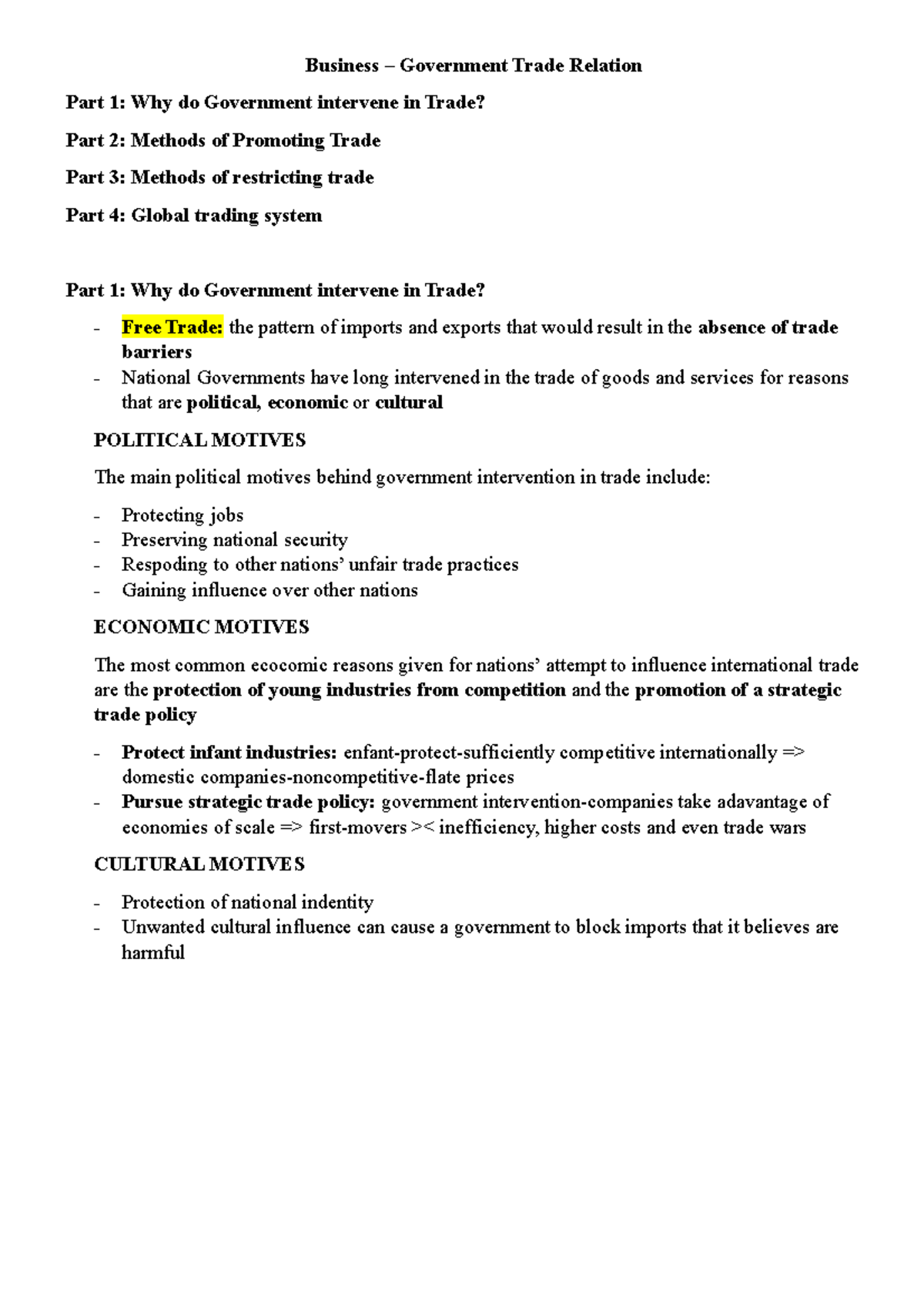 Unit 1 Part 2 - cô Giang - Business – Government Trade Relation Part 1 ...