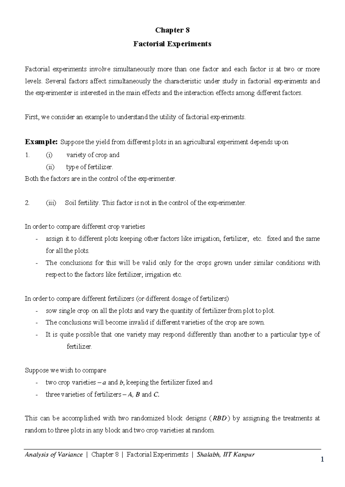 Chapter 8-anova-factorial-experiment - Chapter 8 Factorial Experiments Factorial experiments ...