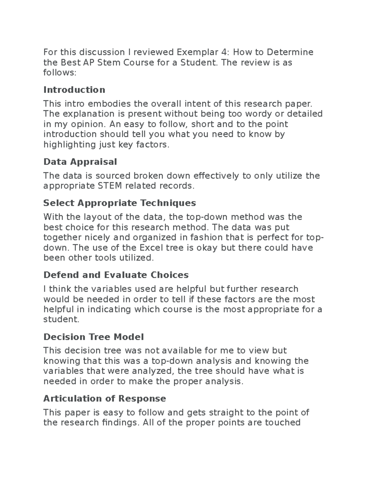 Peer Review-3 Homework help from every week in the course. - For this ...