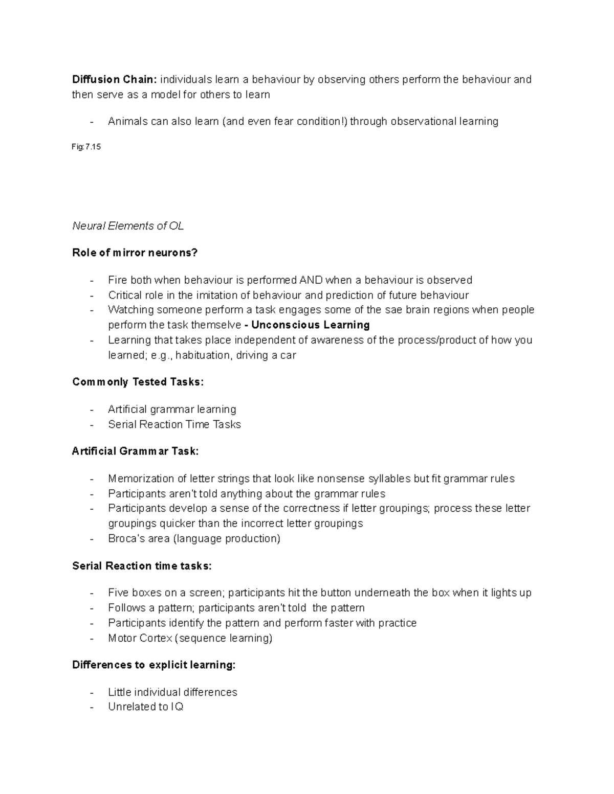Psychology 111 Notes 53-54 - Diffusion Chain: individuals learn a ...