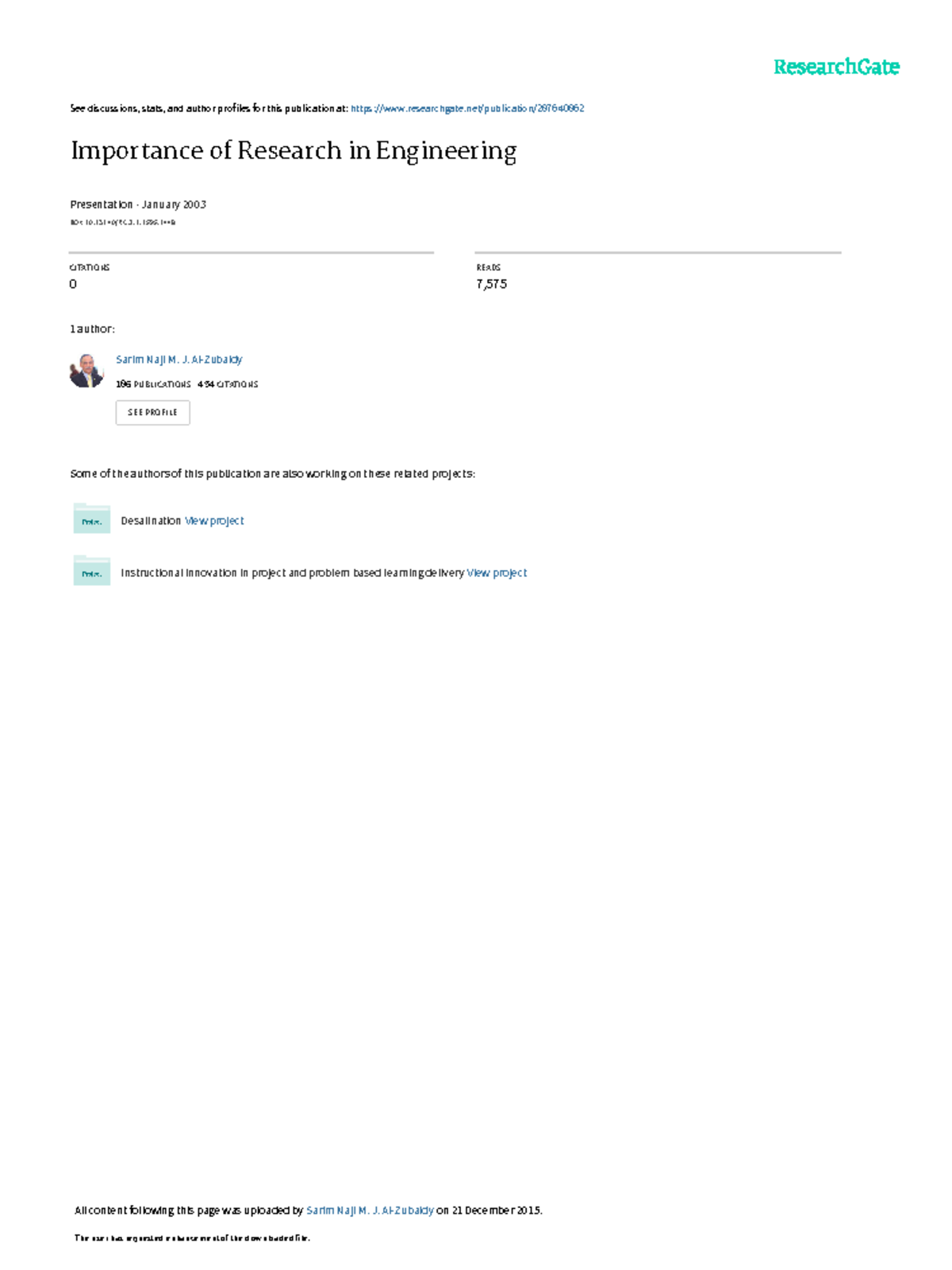 Research About the Importance of Engineering - See discussions, stats ...