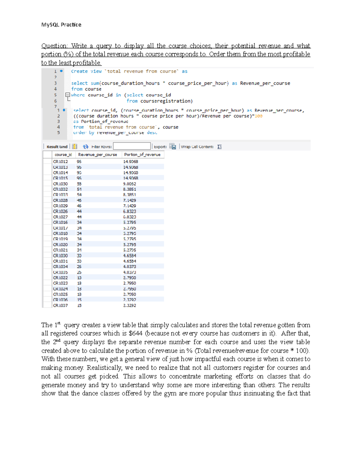 BTM 382 Part 3 - Sample query that you can create for final BTM 382 project - MySQL Practice ...