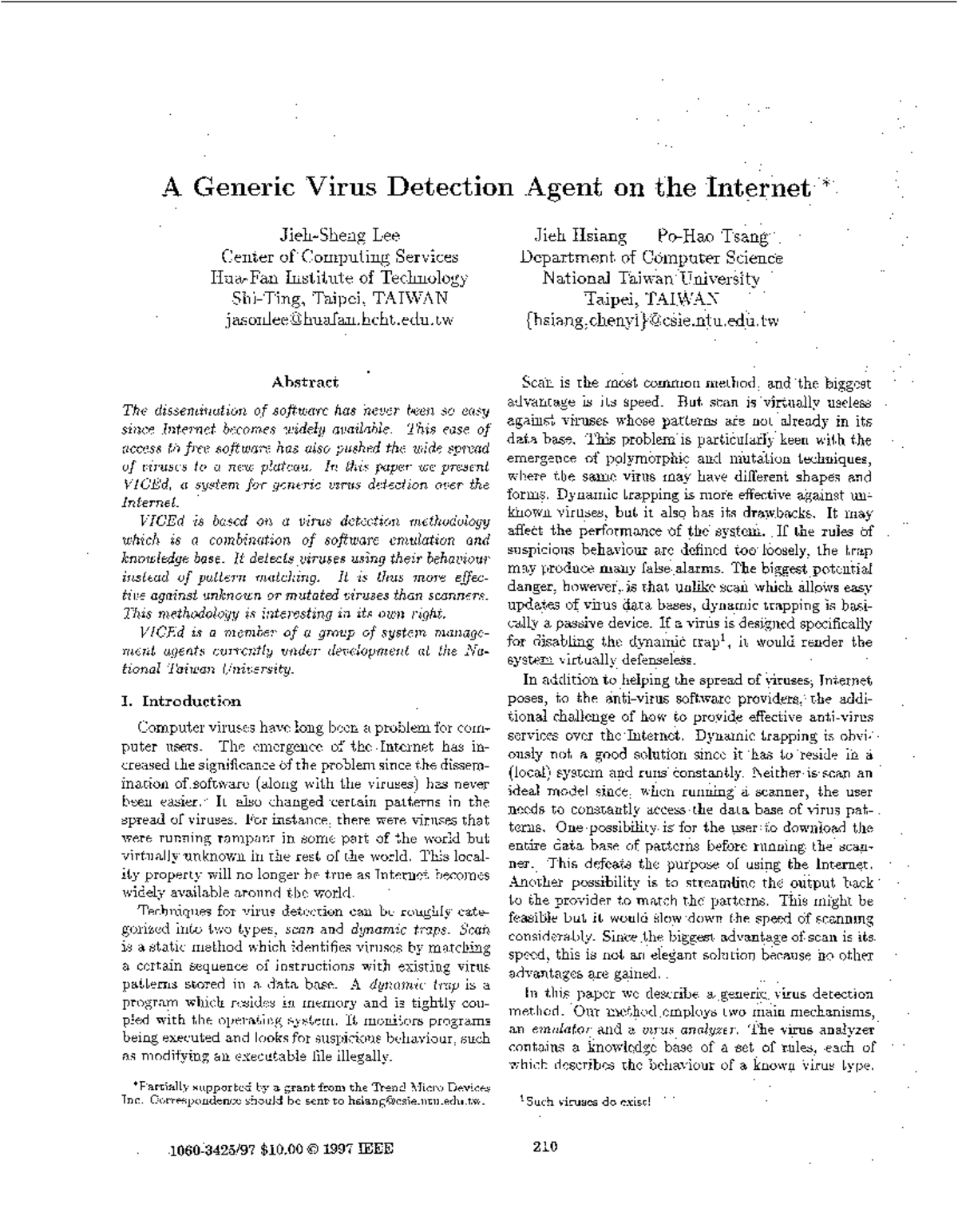 A Generic Virus Detection Agent on the Internet - hcht.edu Abstract ...