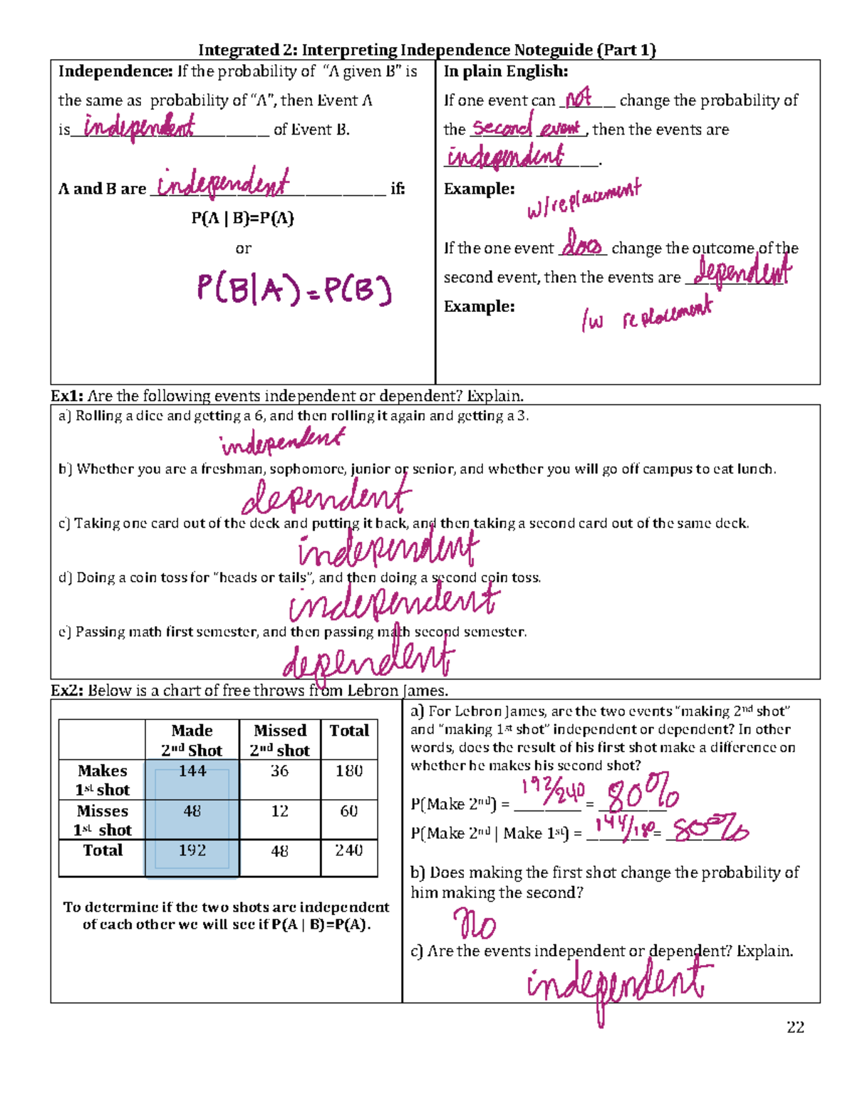 IM2 Unit 1 Notes and Practice Packet - Integrated 2: Interpreting ...