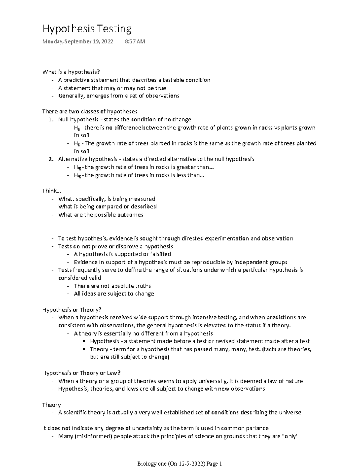 Hypothesis testing - What is a hypothesis? - A predictive statement ...