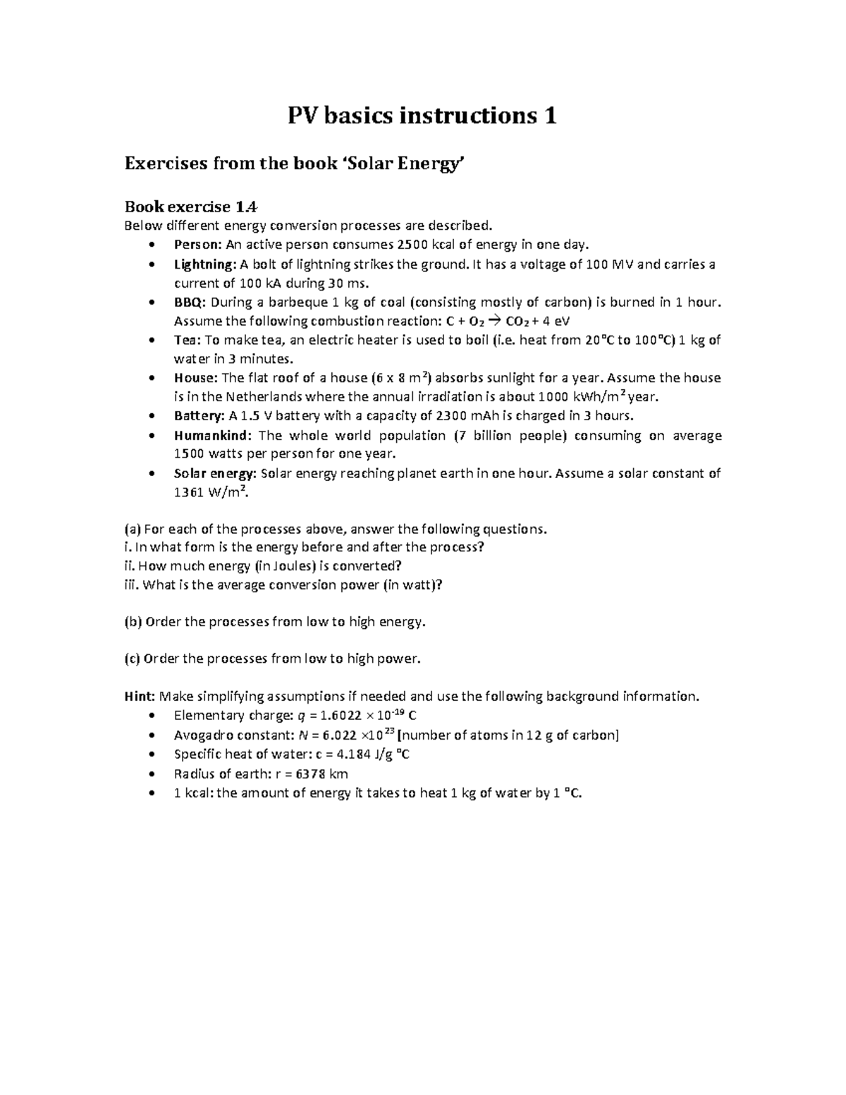 PV basics instructions 1 - Below different energy conversion processes ...