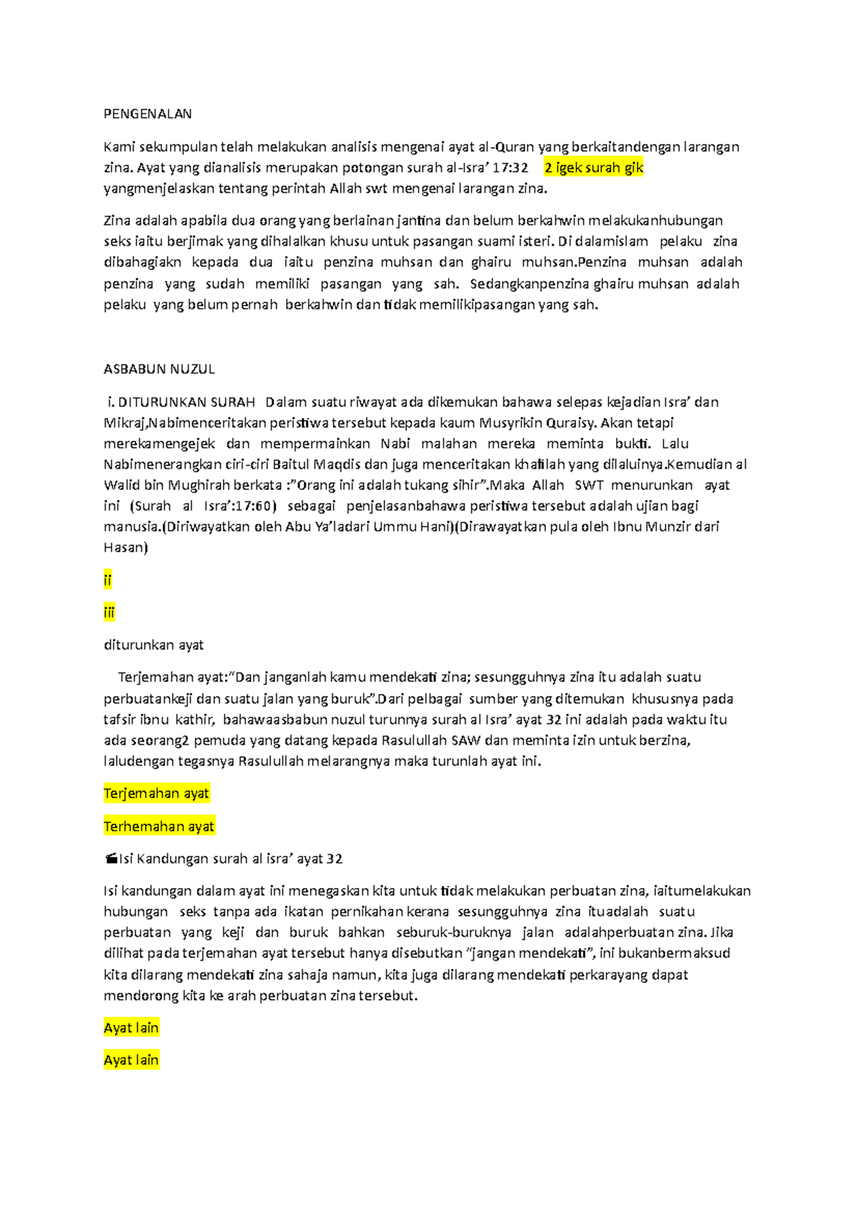 Analisis ayat keja - PENGENALAN Kami sekumpulan telah melakukan ...