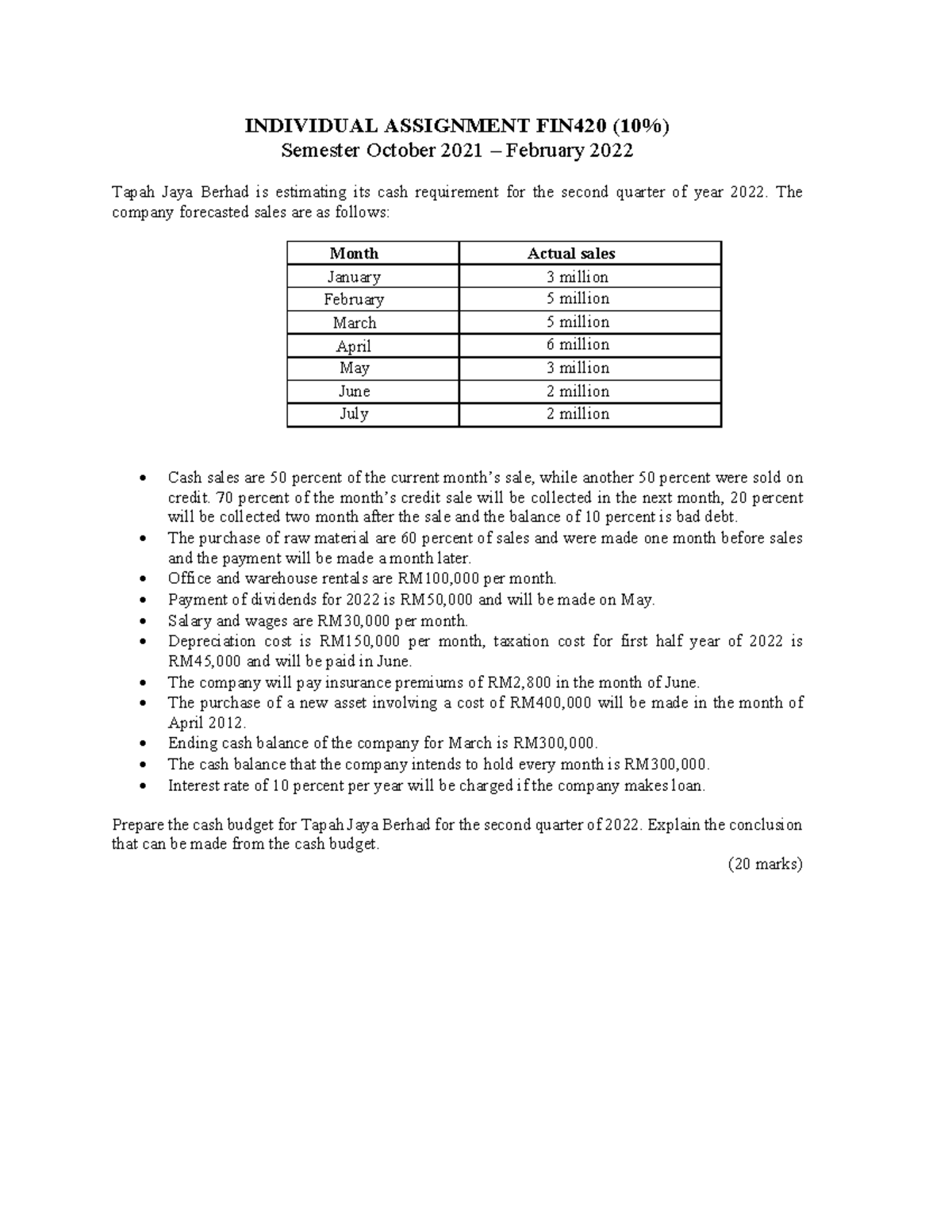Individual Assignment FIN420 Oct 21 - Fundamentals of Finance - UiTM ...