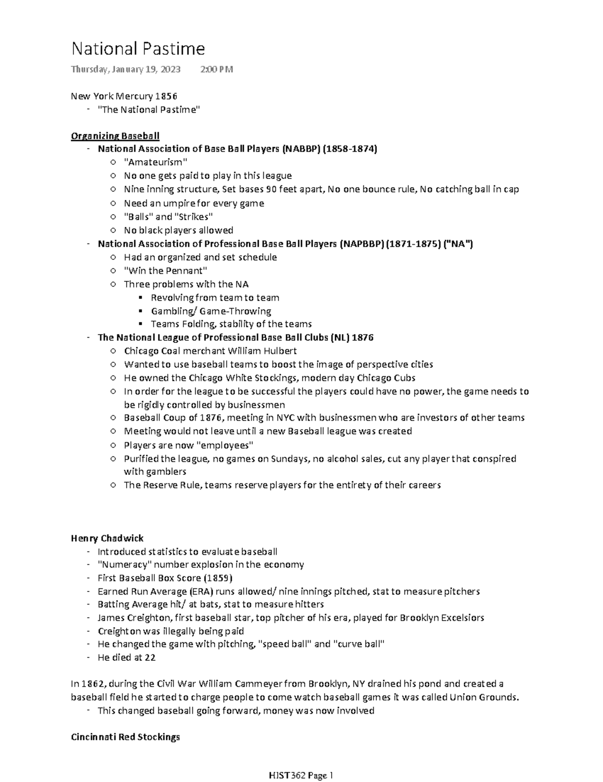 National Pastime - Matt Andrews Lecture - New York Mercury 1856 - "The ...