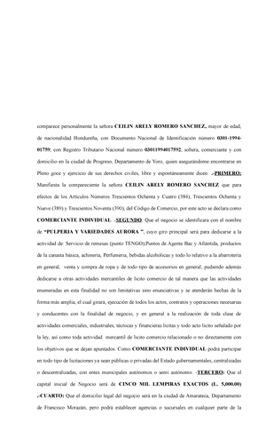 Ejemplo Escritura de Constitución de Sociedad de Responsabilidad Limitada - ESCRITURA DE - Studocu