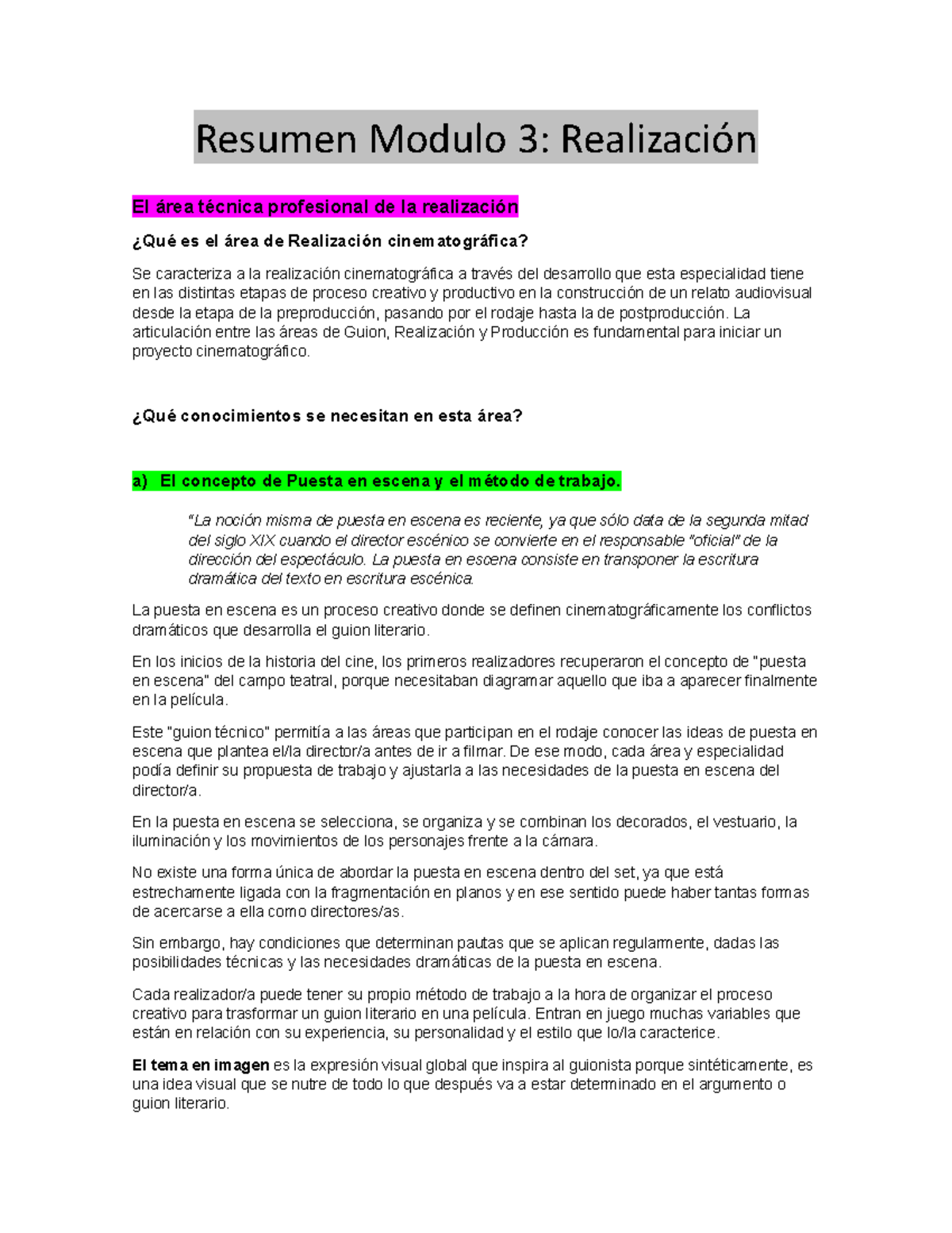 Resumen Modulo 3 - denme premium pls - Resumen Modulo 3: Realización El área técnica profesional ...