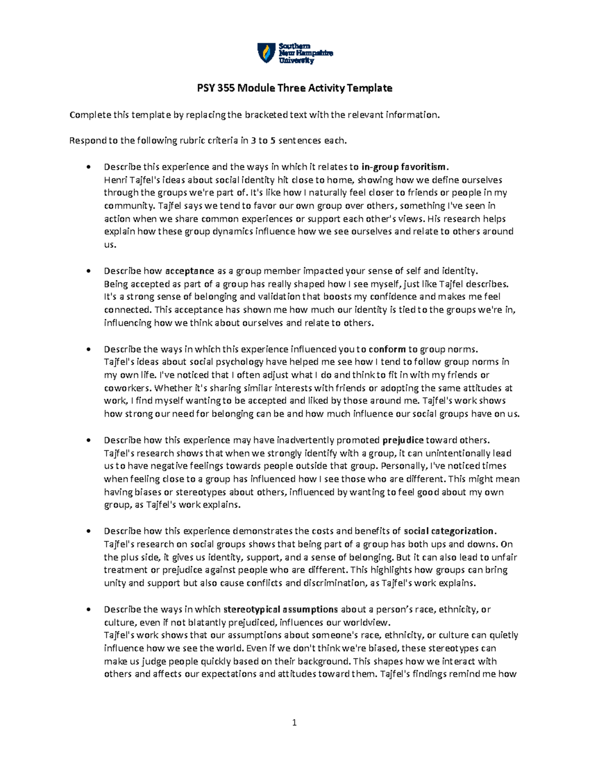 PSY 355 Module Three Activity Template - 1 PSY 355 Module Three ...