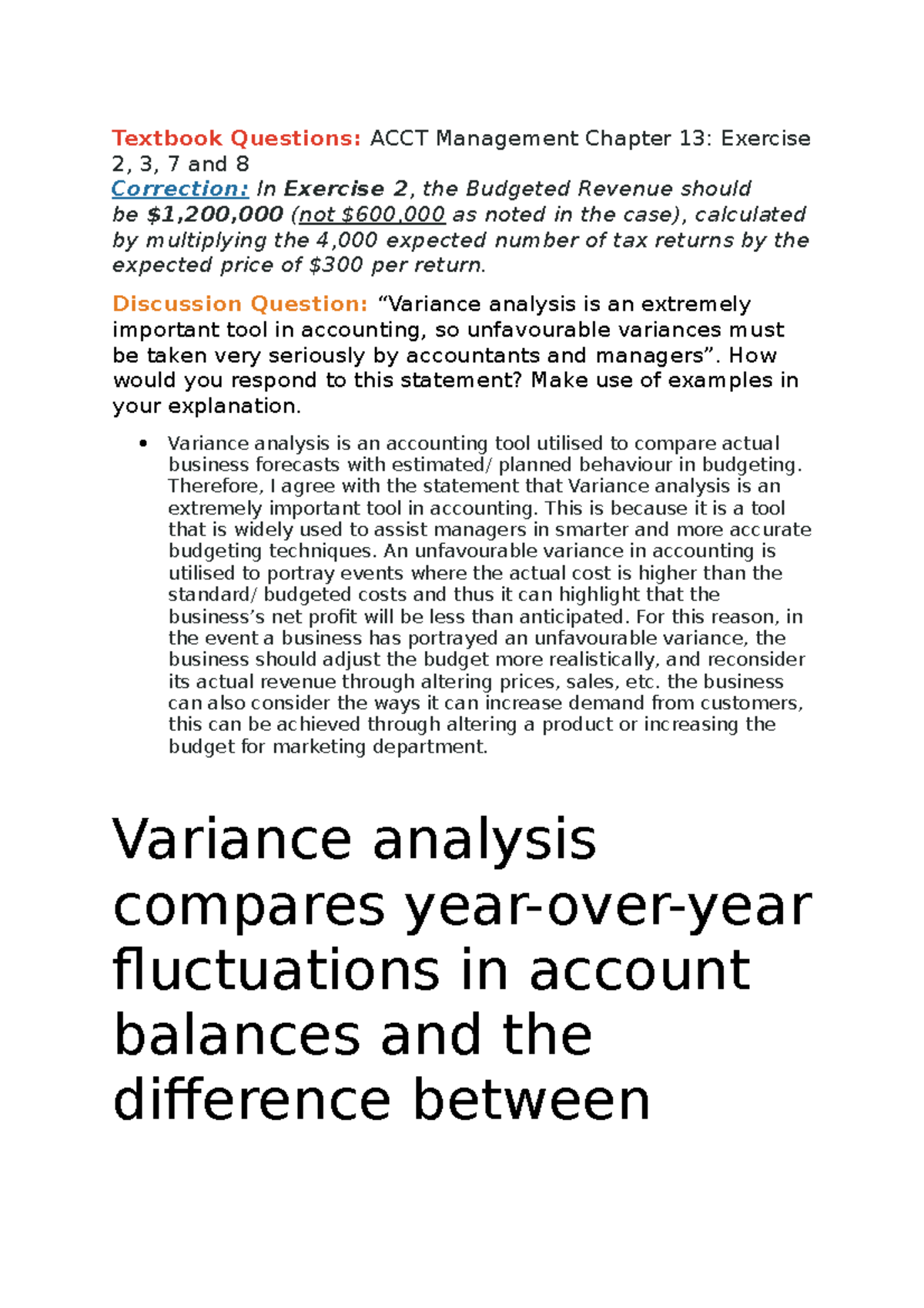TUT 9 IN WEEK 10 - Tutorial nine In week ten work with answers ...