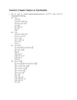 TMA1101 Tutorial 05 - Indefinite Integrals+Integration Techniques - Calculus - Studocu