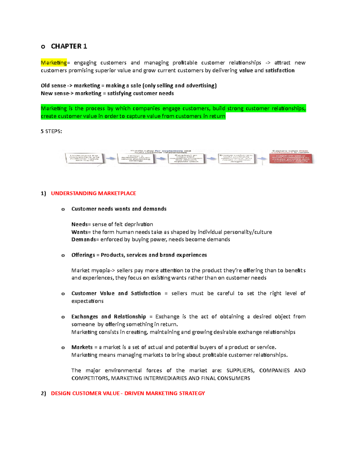 Check TEST 1 - Summary Marketing: Concepts and Strategies - o CHAPTER 1 ...