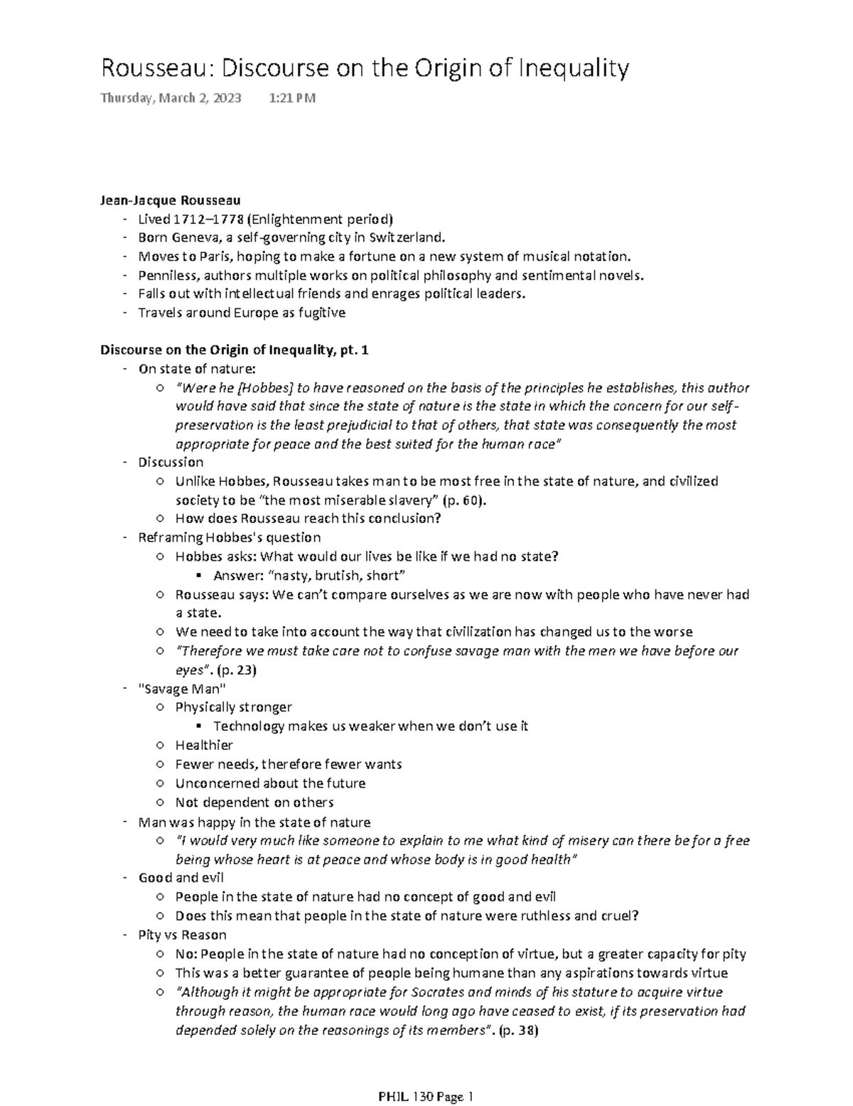 Rousseau Discourse on the Origin - Jean-Jacque Rousseau - Lived 1712 ...