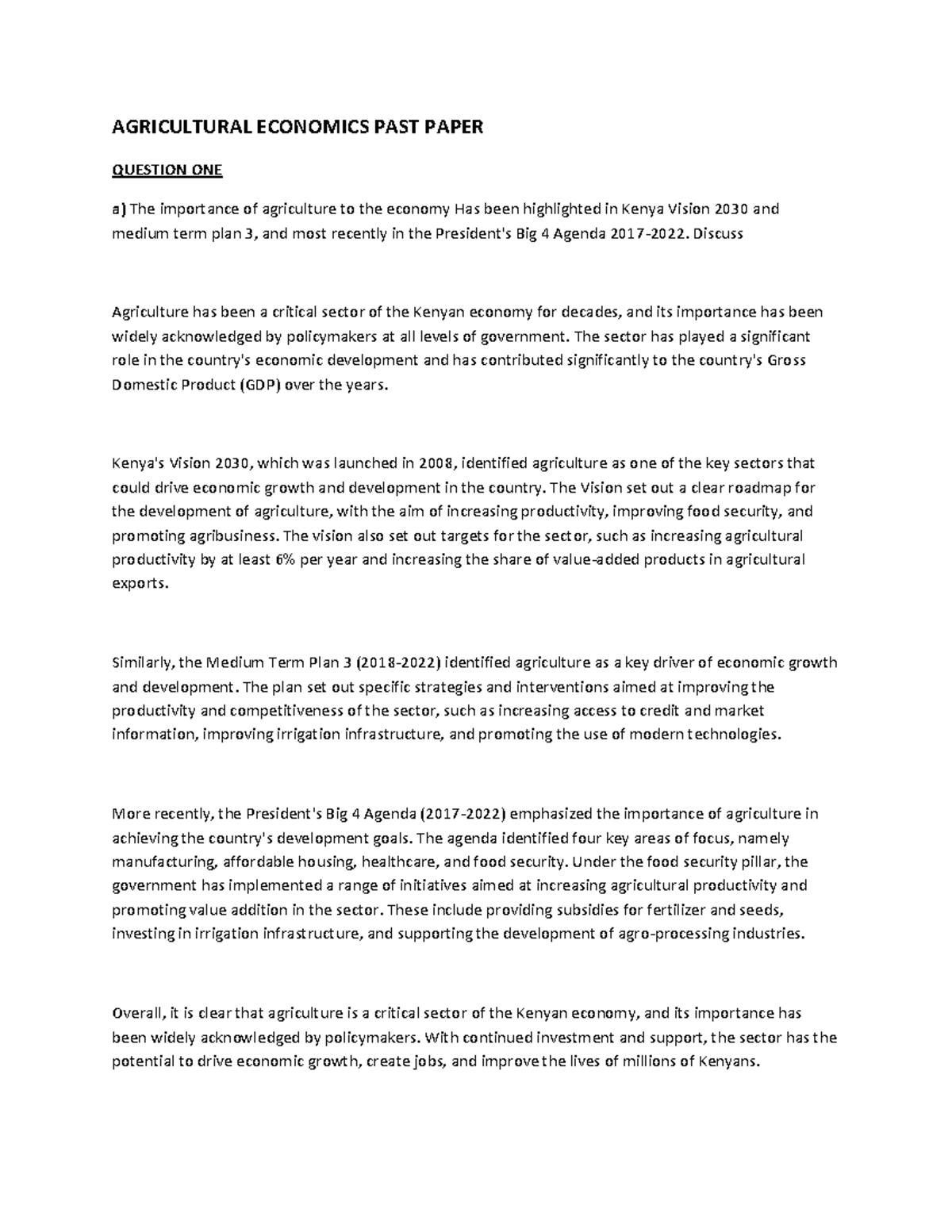 Agricultural Economics.past paper - AGRICULTURAL ECONOMICS PAST PAPER ...