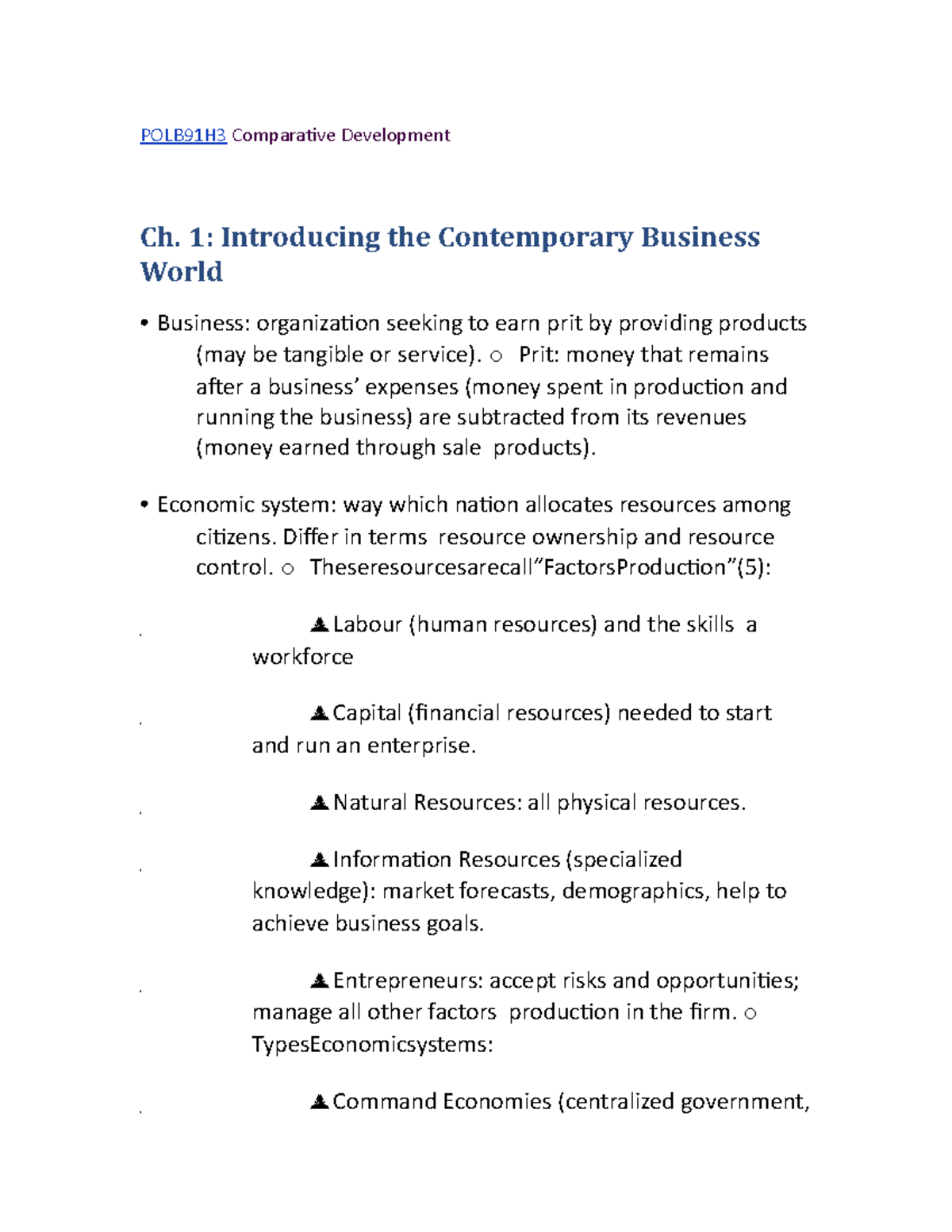 Lecture Notes Comparative Development Warning Tt More Functions