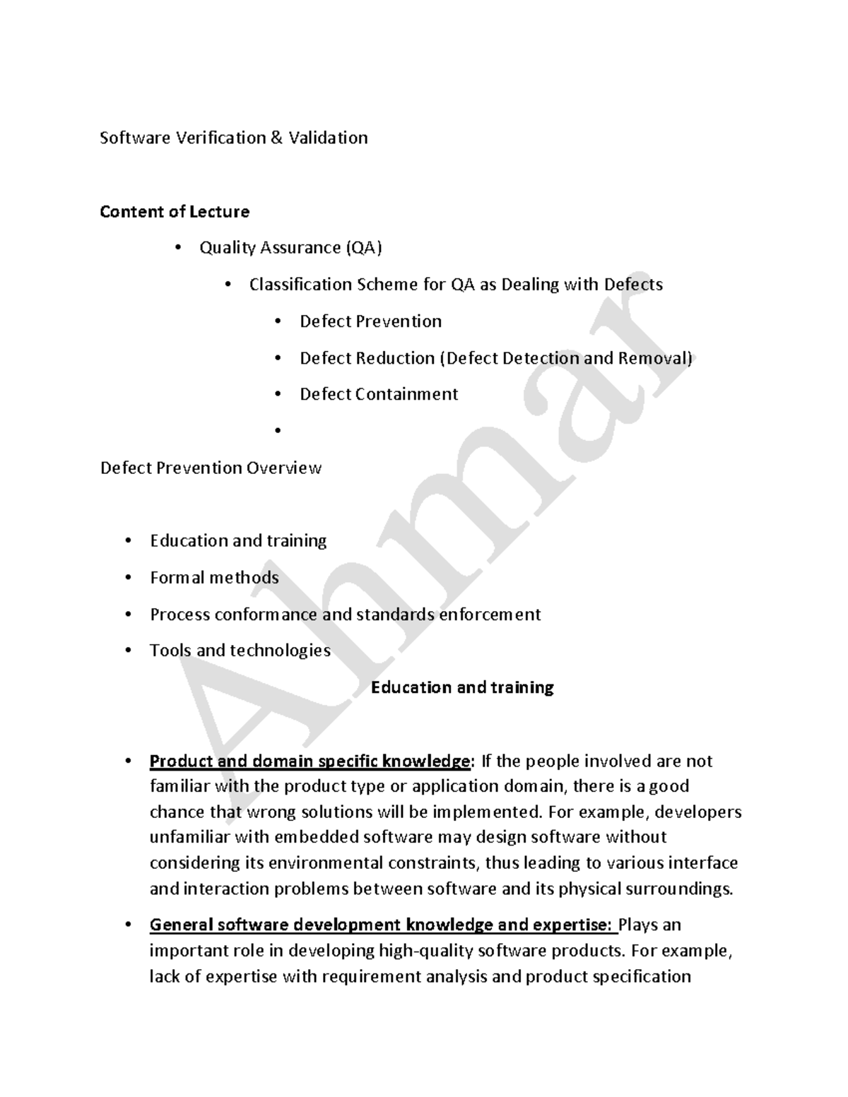 Software Verification - For example, developers unfamiliar with ...