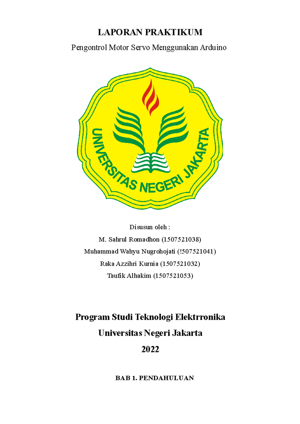 Laporan Praktikum Motor Servo Arduino Laporan Praktikum Pengontrol
