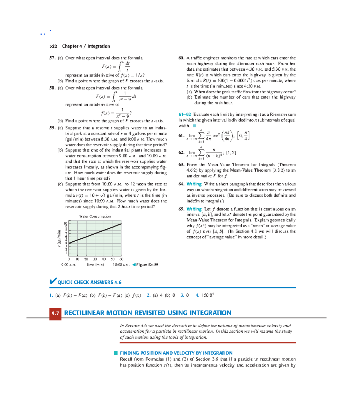 Math work ch4-7 - Math work - 322 Chapter 4 / Integration 57. (a) Over ...