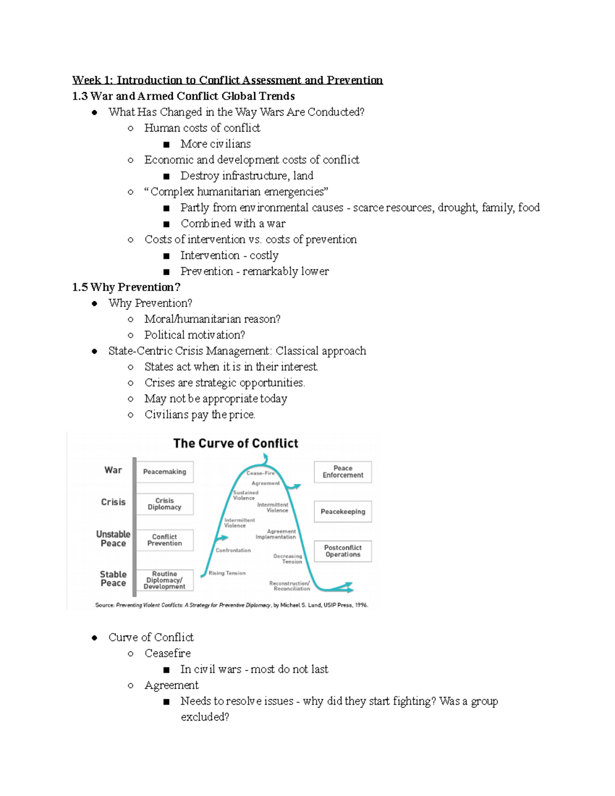 Conflict Assessment and Prevention Lecture Notes - Week 1: Introduction ...