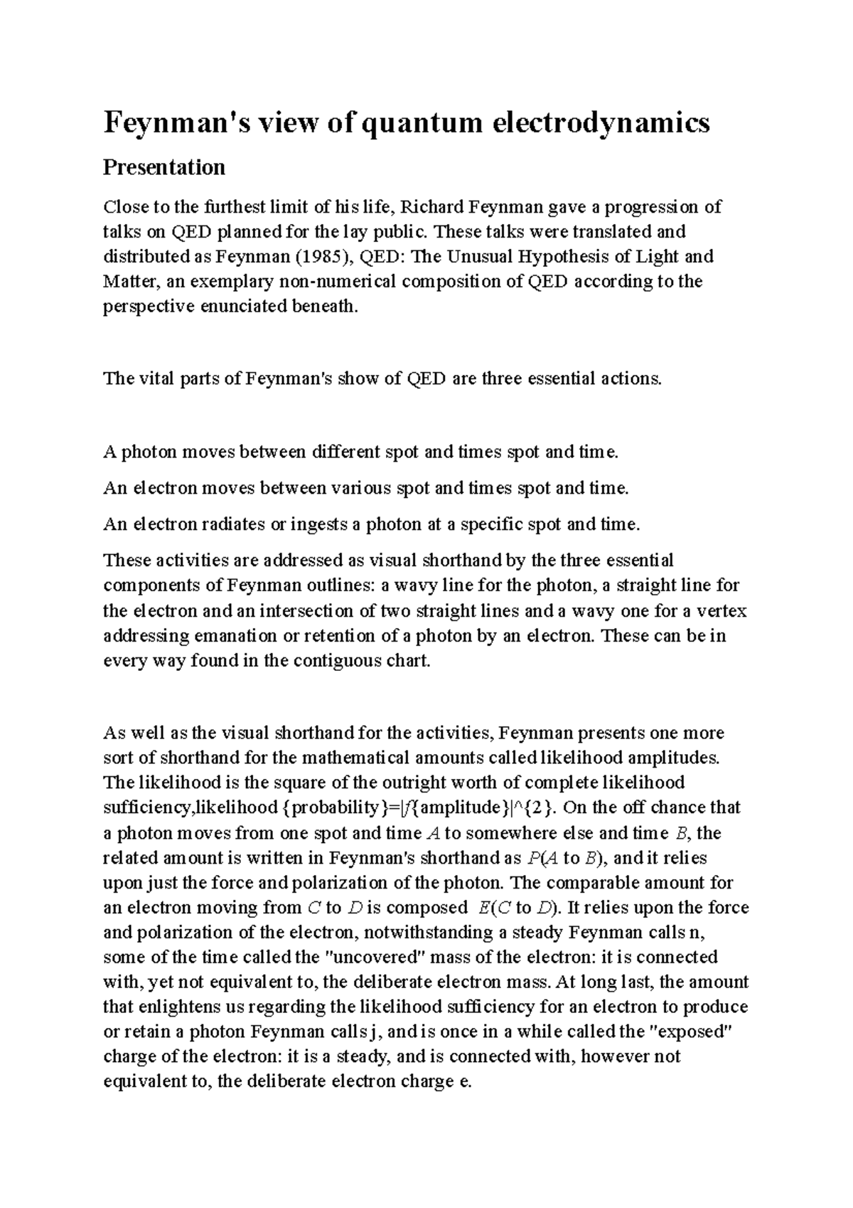 Feynman's view of quantum electrodynamics - Feynman's view of quantum ...