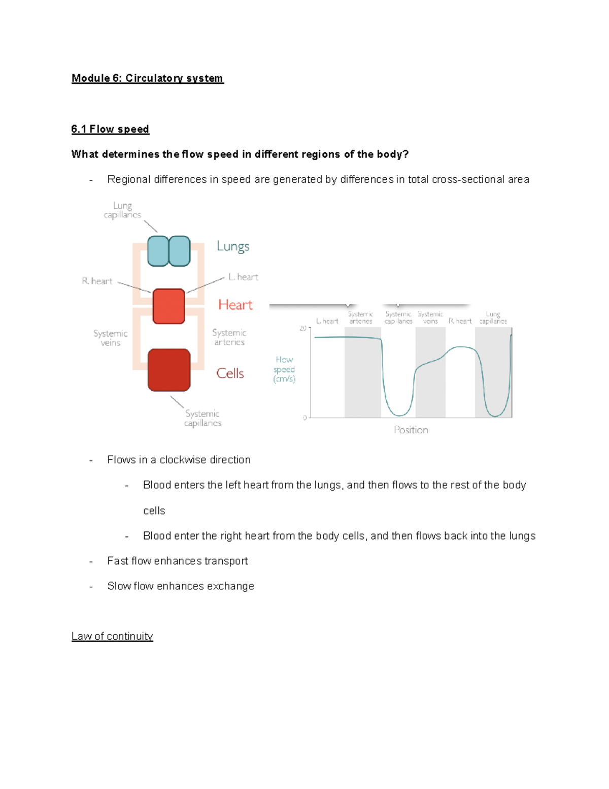 Bio e109 module 6 - Module 6: Circulatory system 6 Flow speed What ...