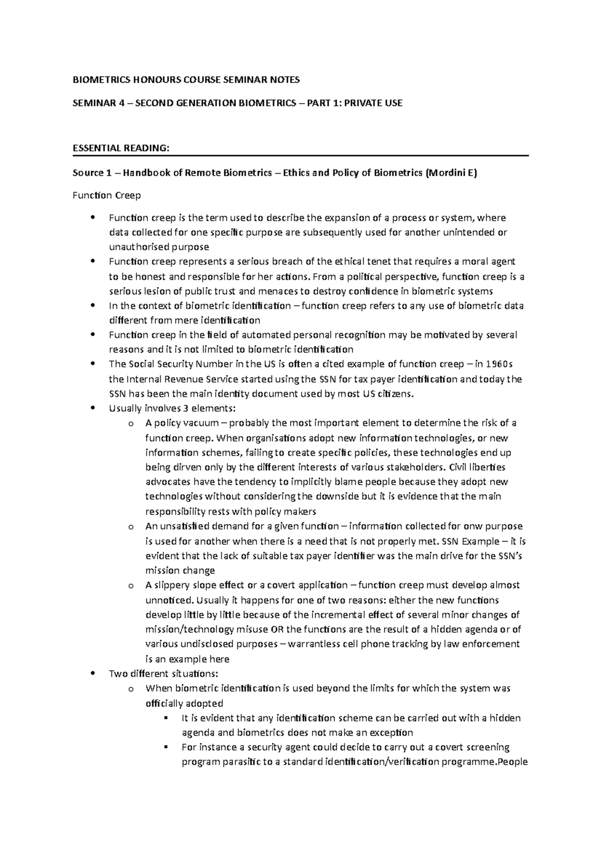 Biometrics - Seminar 4 - Lecture notes 4 - BIOMETRICS HONOURS COURSE ...