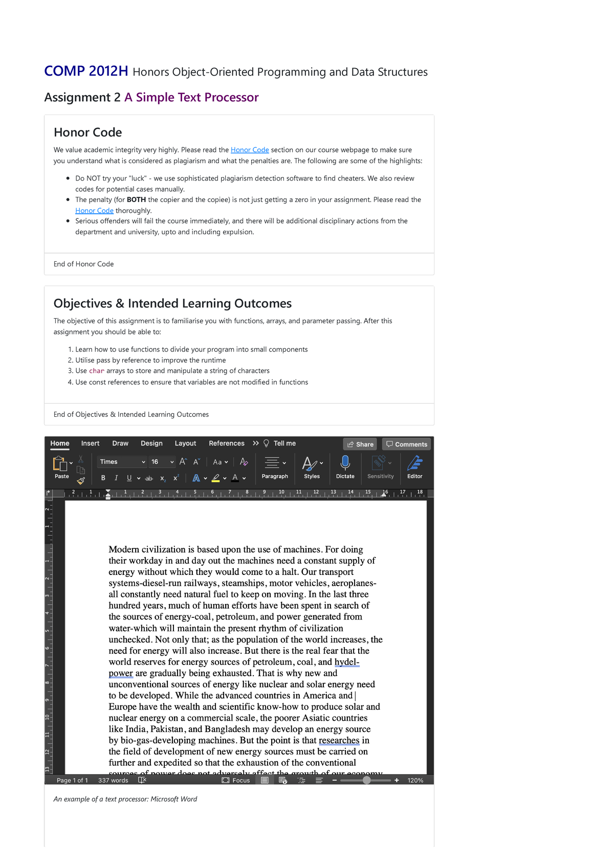 COMP 2012 H Assignment 2 A Simple Text Processor - COMP 2012H Honors Object-Oriented Programming ...