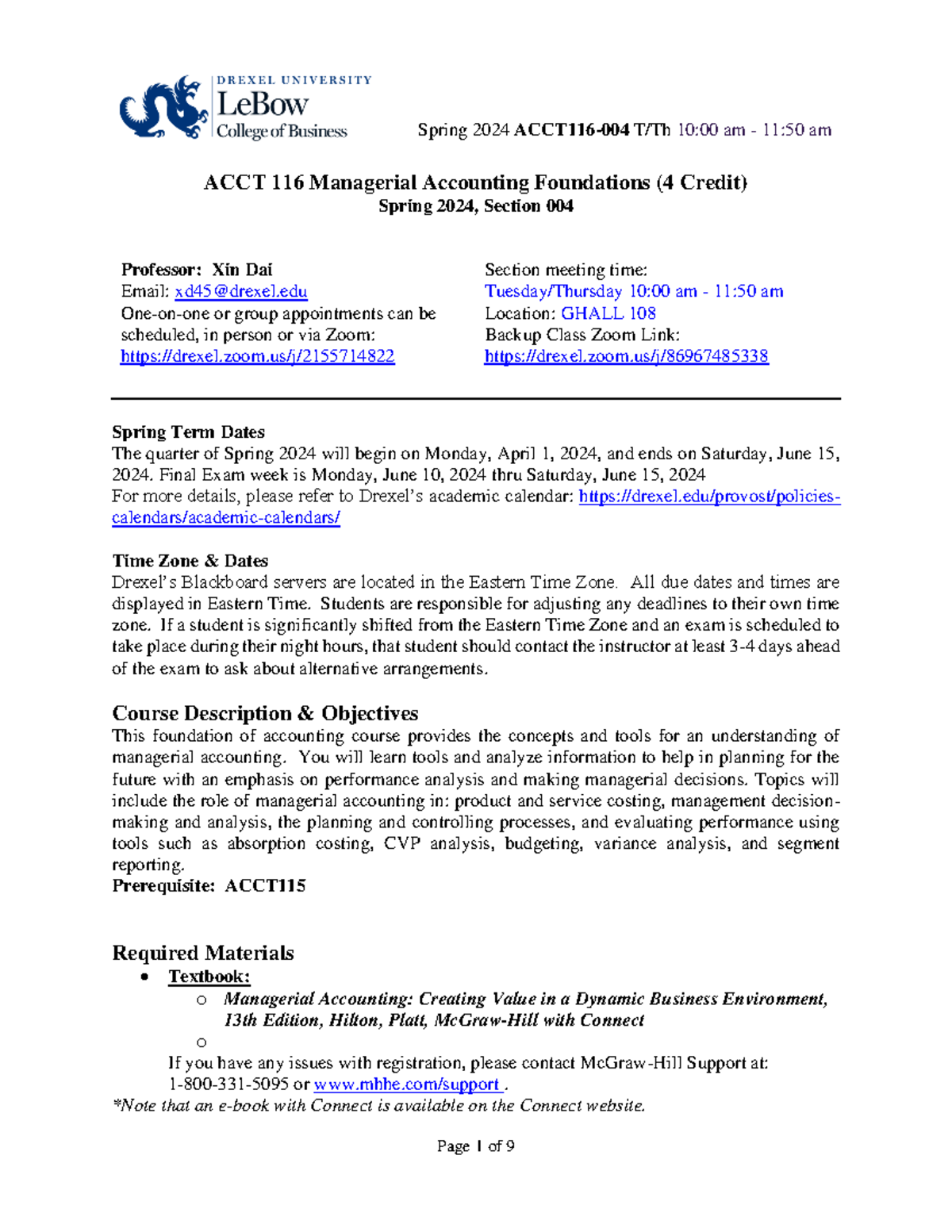 ACCT116-004 Syllabus Spring 2024 - ACCT 116 Managerial Accounting ...