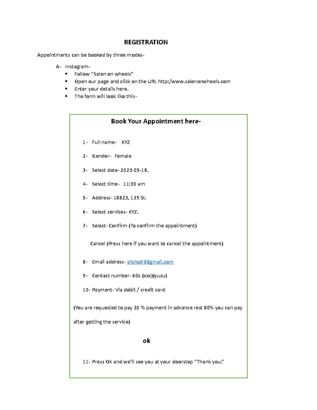 Salon on wheels 2 - ABCD - REGISTRATION Appointments can be booked by ...