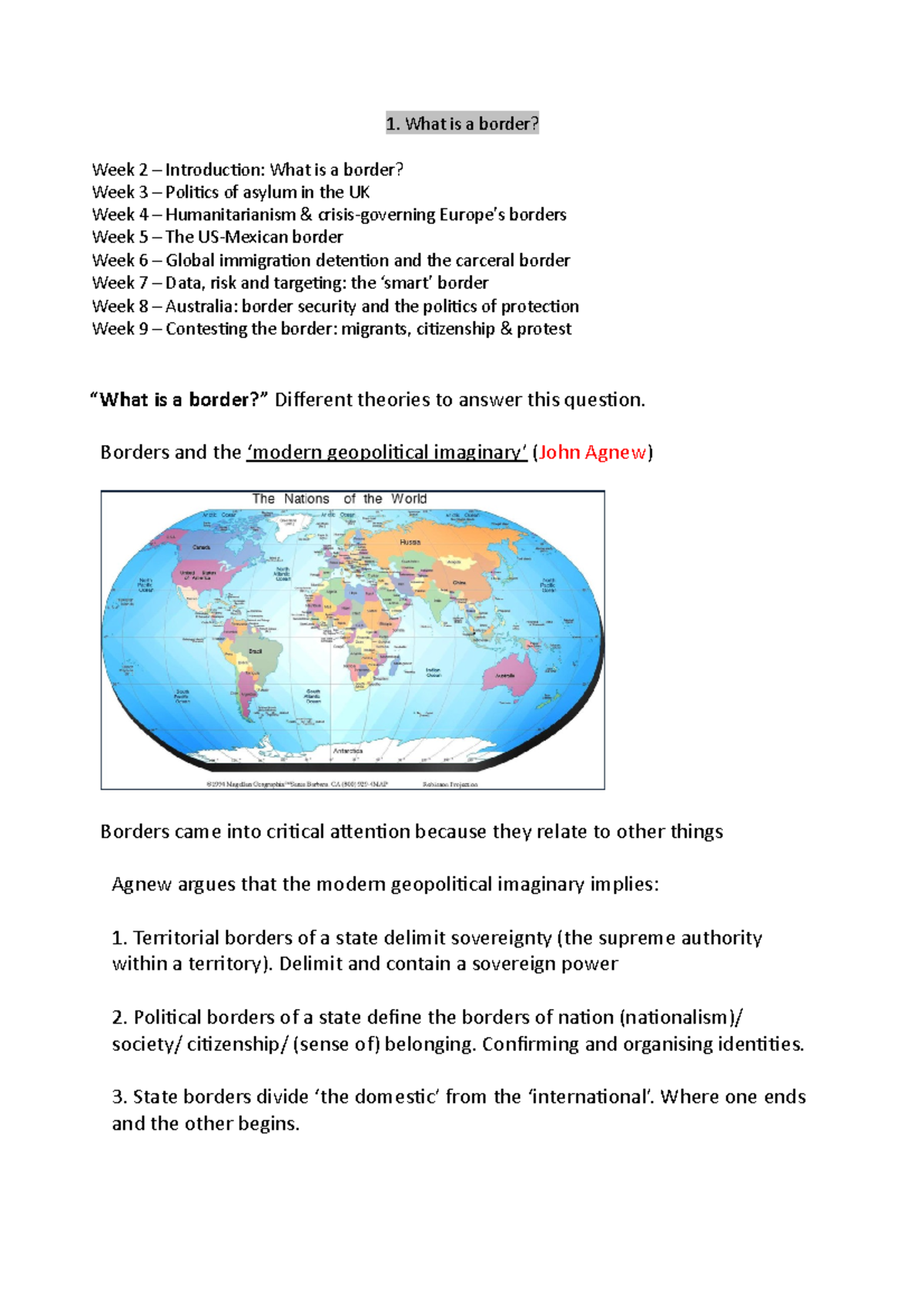 Lecture - What is a border? Week 2 – Introduction: What is a border ...