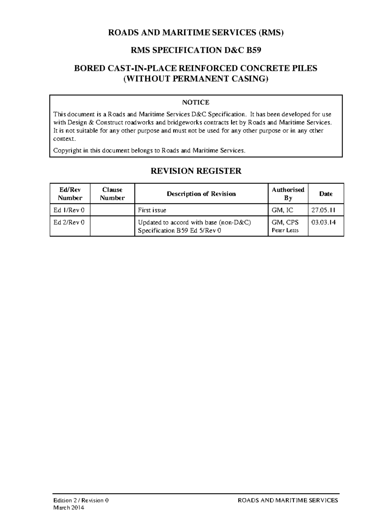 RMS specification B59 - Pile Foundations - ROADS AND MARITIME SERVICES ...