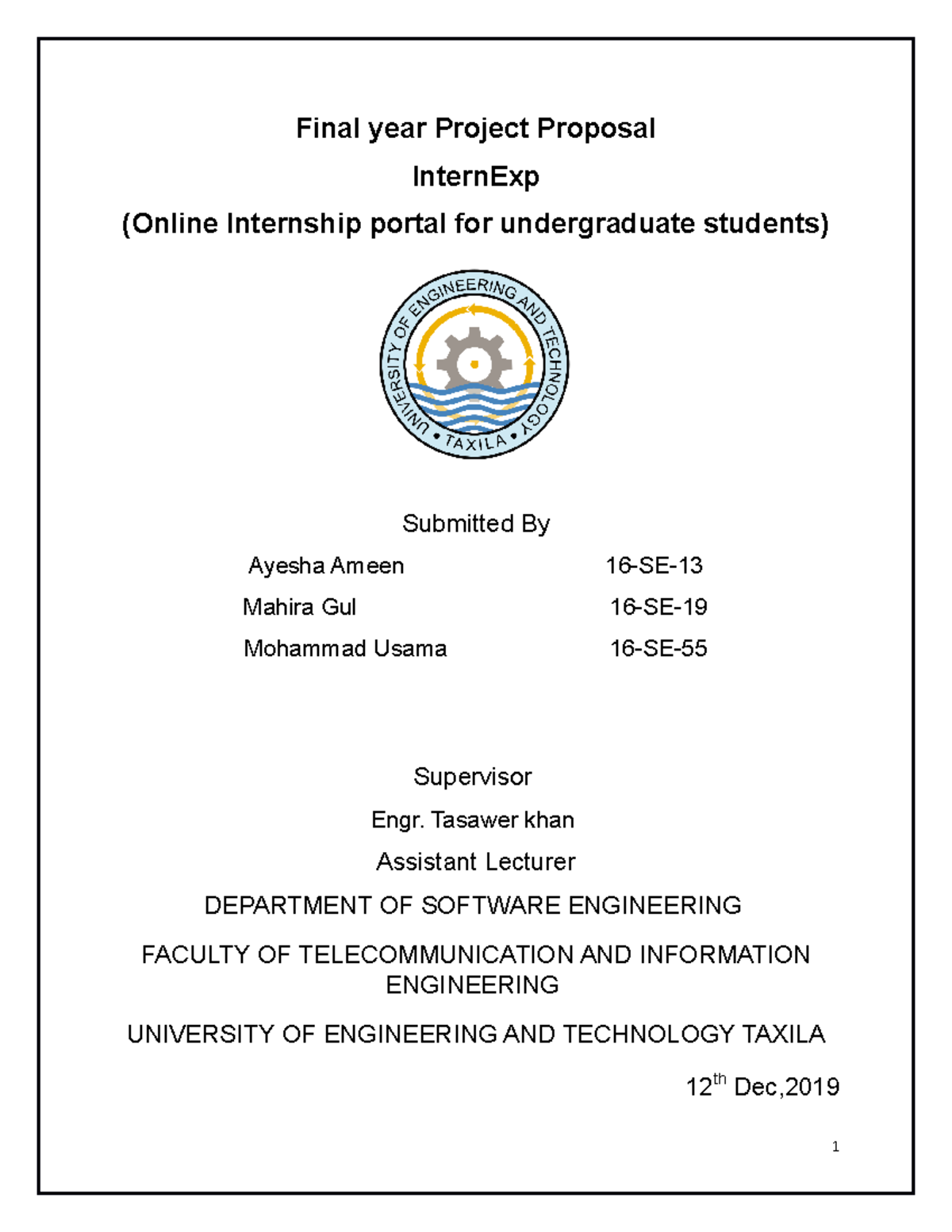 Final report submitted to department - Final year Project Proposal ...
