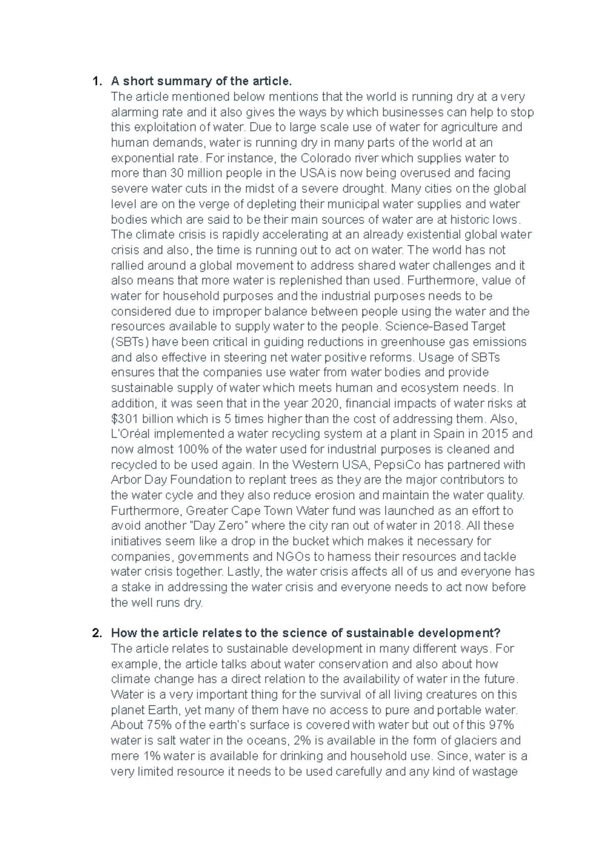 Current Issues Article Submission 5 - 1. A short summary of the article ...